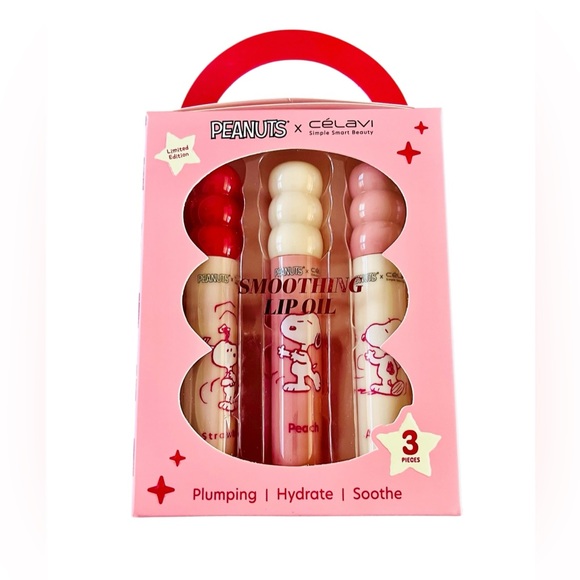 Celavi | Makeup | Peanuts X Clavi Smoothing Lip Oil Trio Peach Apple ...